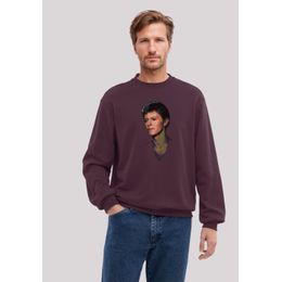 Sweatshirt F4NT4STIC "TV Times Pop Star David Bowie 1977", Herren, Gr. L, braun (maroon), Obermaterial: 80% Baumwolle, 20% Polyester, regular fit, Rundhals, ohne B&uuml;ndchen, Sweatshirts Sweatshirt, Premium Qualit&auml;t