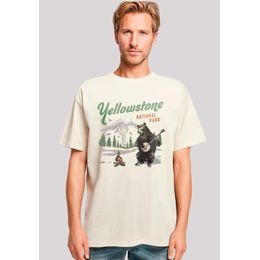 F4NT4STIC Herren T-Shirt "US National Parks Yellowstone Bear Playing Banjo"sand, Gr. S, Obermaterial: 100% Baumwolle, Shirts, Premium Qualit&auml;t