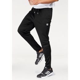 Trainingshose Bruno Banani, Herren, Gr. M (48/50), N-Gr, schwarz (hose aus beständigem material), Obermaterial: 94% Polyester, 6% Elasthan, schmal lang, Hosen Trainingshose, mit Reißverschluss am Beinabschluss