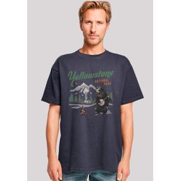 F4NT4STIC Herren T-Shirt "US National Parks Yellowstone Bear Playing Banjo"navy, Gr. S, Obermaterial: 100% Baumwolle, Shirts, Premium Qualit&auml;t