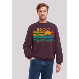 Sweatshirt F4NT4STIC "US National Parks Rocky Mountain Sunset", Herren, Gr. XS, maroon, Obermaterial: 80% Baumwolle, 20% Polyester, regular fit, Rundhals, ohne B&uuml;ndchen, Sweatshirts Sweatshirt, Premium Qualit&auml;t