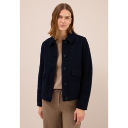 Fellimitatjacke Cecil, Damen, Gr. XL (44), blau (schwarz navy blau), Stoff, Obermaterial: 100% Polyester; Futter: 100% Polyester, unifarben, normal normal, V-Ausschnitt, B&uuml;ndchen, Jacken, mit Knopfleiste