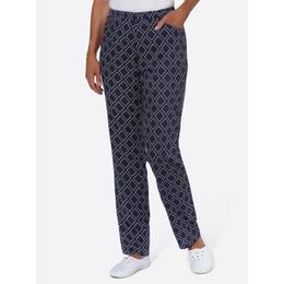 Schlupfhose Classic Basics, Damen, Gr. 21, Kurzgr&ouml;&szlig;en, blau (marine, wei&szlig;, bedruckt), 100% Viskose, gemustert, mehrfarbig, lang, Hosen Schlupfhose