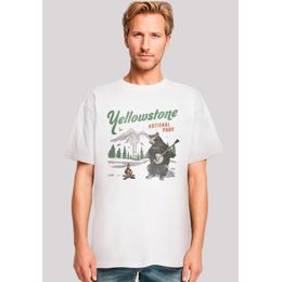 T-Shirt F4NT4STIC "US National Parks Yellowstone Bear Playing Banjo", Herren, Gr. L, weiß, Obermaterial: 100% Baumwolle, oversize, Rundhals, ohne Bündchen, Shirts T-Shirt, Premium Qualität