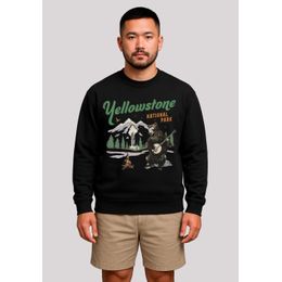Sweatshirt F4NT4STIC "US National Parks Yellowstone Bear Playing Banjo", Herren, Gr. S, schwarz, Obermaterial: 80% Baumwolle, 20% Polyester, regular fit, Rundhals, ohne Bündchen, Sweatshirts, Premium Qualität