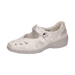 Waldläufer WALDLÄUFER Damen Riemchenballerina "KYA", Gr. 4,5, grau, Veloursleder, metallic, Schuhe, Halbschuh, Komfortschuh, extrabreite Schuhweite K für