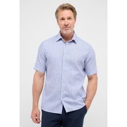 Eterna Herren Kurzarmhemd "MODERN FIT", blau, Gr. 42, Twill, 59% Baumwolle, 41% Leinen, Hemden, EASY IRON (bügelleicht)