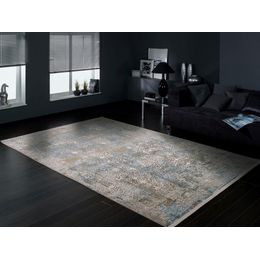 Teppich, B:240cm H:8mm L:300cm, blau, OCI DIE TEPPICHMARKE, Kunstfaser, Viskose, Wohnzimmer, Teppiche, "BESTSELLER CAVA", Glanz Viskose, mit Fransen,