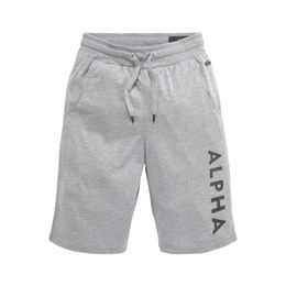 Herren Sweatshorts "Jersey Short", grau, Gr. L, Alpha Industries, bedruckt, angeraute Sweatware, Obermaterial: 100% Baumwolle, Hosen