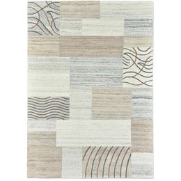Wollteppich Theko, B:70cm H:14mm L:140cm, grau, Wolle, Teppiche, "Royal Natur 4028", reine Wolle, handgetuftet, Naturt&ouml;ne, Patchworkdesign, meliert