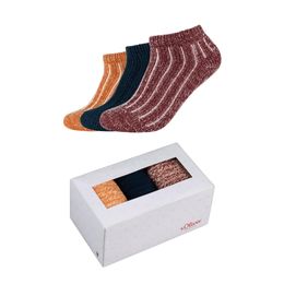 s.Oliver Herren Sneakersocken "Sneakersockenbox 3er Pack", Gr. 39, rot, 69% Polyester, 29% Polyester, 2% Elasthan, meliert, Socken
