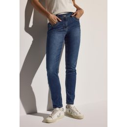 Cecil Damen Slim-fit-Jeans "Style Toronto", blau, Gr. 25, unifarben, Denim/Jeans, Obermaterial: 78% Baumwolle, 20% Polyester, 2% Elasthan, Jeans, im
