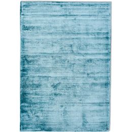 Teppich Tom Tailor HOME, B:250cm H:8mm L:350cm, blau, Viskose, Wohnzimmer, Teppiche, "Shine uni", Handweb Teppich, 100% Viskose, handgewebt, mit