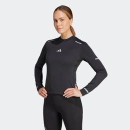 Damen Laufshirt "ULT HI VIS LS W", schwarz, Gr. L, adidas Performance, Obermaterial: 100% Polyester, Shirts