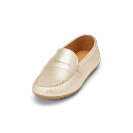 Marc O'Polo MARC O'POLO Damen Mokassin "aus Rindleder mit Metallic-Glanz", Gr. 42, beige, Obermaterial: 100% Leder, unifarben, Schuhe