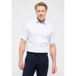 Eterna Herren Kurzarmhemd "MODERN FIT", blau, Gr. 40, Twill, 59% Baumwolle, 41% Leinen, Hemden, EASY IRON (bügelleicht)