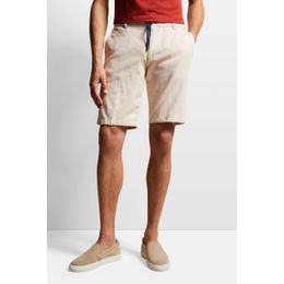 Bugatti Herren Bermudas, beige, Gr. 56, 55% Baumwolle, 44% Leinen, 1% Elasthan, Hosen, mit Kordelzug