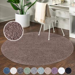 Hochflor-Teppich Carpet City, H:30mm &Oslash;:200cm, braun, Polypropylen, Teppiche, "City Shaggy", Teppich Langflor, Uni, Shaggy, flauschig-weich