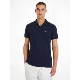 Tommy Jeans Herren Poloshirt "TJM SLIM PLACKET POLO", blau, Gr. XXXL, unifarben mit Farbeinsatz, Jersey, Obermaterial: 100% Baumwolle, Shirts, Piqué