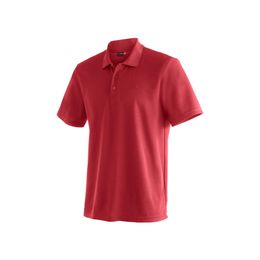 Maier Sports Herren Funktionsshirt "Ulrich", rot, Gr. L, 100% Polyester, Shirts, Herren Poloshirt, kurzarm Freizeit-Shirt mit Hemdkragen, Reg. Fit