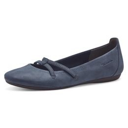 Tamaris Damen Ballerina "Caterina", Gr. 36, blau, Lederimitat, Schuhe, Flats, Festtagsmode, Slipper mit Gummizugriemchen
