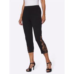 Lady Damen Caprileggings, schwarz, Gr. 40, unifarben, 95% Viskose, 5% Elasthan, Hosen