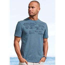 John Devin Herren T-Shirt "mit Print", blau, Gr. M, bedruckt, Slub, Obermaterial: 100% Baumwolle, Shirts, Regular-Fit, aus Slub-Qualität, mit Print