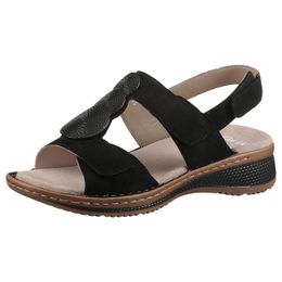 Ara Damen Sandale "HAWAII", Gr. 41, schwarz, Ziegenveloursleder, unifarben, Schuhe, Sommerschuh, Sandalette, Keilabsatz, in Bequemweite G (= weit)