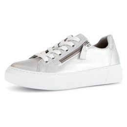 Gabor Damen Plateausneaker "FLORENZ", Gr. 42, silber, Kalbsleder, metallic, Schuhe, Freizeitschuh, Halbschuh, Schnürschuh in bequemer Weite G = weit