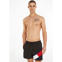Herren Badeshorts "SF MEDIUM DRAWSTRING", schwarz, Gr. XL, Tommy Hilfiger Swimwear, unifarben, Microfaser, Polyamid, Badehosen, mit Tommy Hilfiger