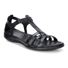 Ecco Damen Riemchensandale "FLASH", Gr. 41, schwarz, Leder, Schuhe, Sommerschuh, Sandalette, Klettschuh, im Metallic-Look