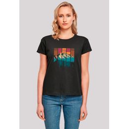 F4NT4STIC Damen T-Shirt "Berg Sonnenuntergang Retro", schwarz, Gr. M, Obermaterial: 100% Baumwolle, Shirts, Premium Qualit&auml;t