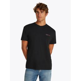 Tommy Jeans Herren Kurzarmshirt "TJM REG GRAPHIC SLUB TEE EXT", schwarz, Gr. S, Single Jersey, Obermaterial: 100% Baumwolle, Shirts, Mit