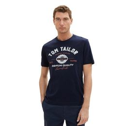 Tom Tailor Herren T-Shirt, blau, Gr. XXXL, bedruckt, Single Jersey, Obermaterial: 100% Baumwolle, Shirts, mit großem Logofrontprint