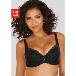 Lascana Damen Push-up-BH, Gr. 85, schwarz, Spitze, Obermaterial: 88% Polyamid, 6% Elasthan, 6% Polyester, BHs, mit Bügel im angesagten