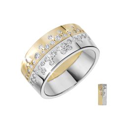 Firetti Damen Fingerring "Schmuck Geschenk Silber 925 Silberring Bicolor", 58, Silber 925 (Sterlingsilber), 8,6mm, gelb, Silber 925 (Sterlingsilber),