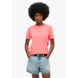 Superdry Damen T-Shirt "ESSENTIAL LOGO GD POCKET TEE", rot, Gr. XS, unifarben, Single Jersey, Obermaterial: 100% Baumwolle, Shirts