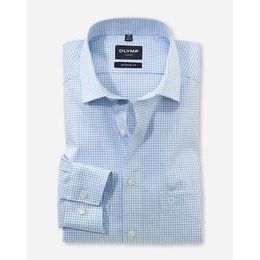 OLYMP Herren Langarmhemd "Luxor modern fit", blau, Gr. 45, kariert, Obermaterial: 100% Baumwolle, Hemden