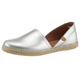 VERBENAS Damen Espadrille "CARMEN NUCLEO METAL", Gr. 39, silber, Leder, metallic, Schuhe, Slipper, Sommerschuh, Strandschuh im Metallic Look
