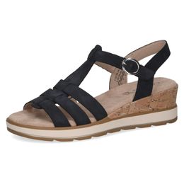 Caprice Damen Keilsandalette, Gr. 40, blau, Nubukleder, Schuhe, Riemchensandale, Bequemschuh, Sommerschuh mit Zierschnalle