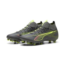 Fußballschuh Puma "ULTRA 5 MATCH+ FG/AG Fußballschuhe Damen", Gr. 42, gelb (matte aged silber gelb alert blau gray), Obermaterial: Textil, Synthetik; Futter: Textil, Synthetik; Innensohle: Textil; Laufsohle: Synthetik, Schuhe