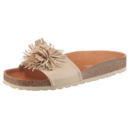 VERBENAS Damen Pantolette "Reina Ecobrush", Gr. 37, beige, Leder, Schuhe, Sommerschuh, Schlappen, Strandschuh f&uuml;r den Sommer
