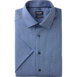 OLYMP Herren Kurzarmhemd, blau, Gr. 40, unifarben, Obermaterial: 100% Baumwolle, Hemden, mit Brusttasche