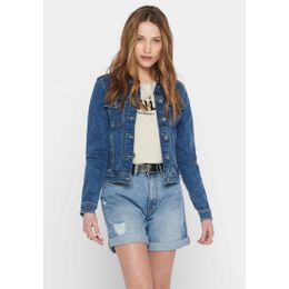 Only Damen Jeansjacke "ONLTIA DNM JACKET MB BEX02 NOOS", blau, Gr. 34, unifarben, Denim/Jeans, Obermaterial: 98% Baumwolle, 2% Elasthan, Jacken, in