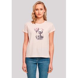 F4NT4STIC Damen T-Shirt "Skelett h&auml;lt Herzballon", pink, Gr. XXL, Obermaterial: 100% Baumwolle, Shirts, Premium Qualit&auml;t