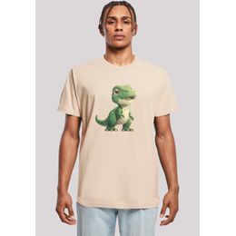 F4NT4STIC Herren T-Shirt "Süßer grüner Dino", beige, Gr. S, Obermaterial: 100% Baumwolle, Shirts, Premium Qualität