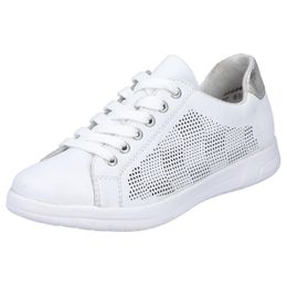 Rieker Damen Sneaker, Gr. 42, silber, Leder, Schuhe, herausnehmbarer Textileinlage, Freizeitschuh, Halbschuh, Schnürschuh