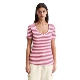 Marc O'Polo T-Shirt MARC O'POLO "aus Organic Cotton Slub Jersey", Damen, Gr. S, mj61, Obermaterial: 100% Baumwolle, gestreift, Basic, skinny fit, V-Ausschnitt, normaler Saum, Shirts T-Shirt