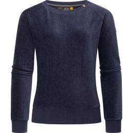 Ragwear Damen Sweater "Johanka Velvet", blau, Gr. XXL, Obermaterial: 62% Baumwolle, 35% Polyester, 3% Elasthan, Sweatshirts, Stylischer Damen