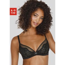 Lascana Damen Bügel-BH "Flora", Gr. 75, schwarz, Spitze, Obermaterial: 94% Polyamid, 6% Elasthan, BHs, mit feiner Spitze und edlem Glitzeraccessoire,